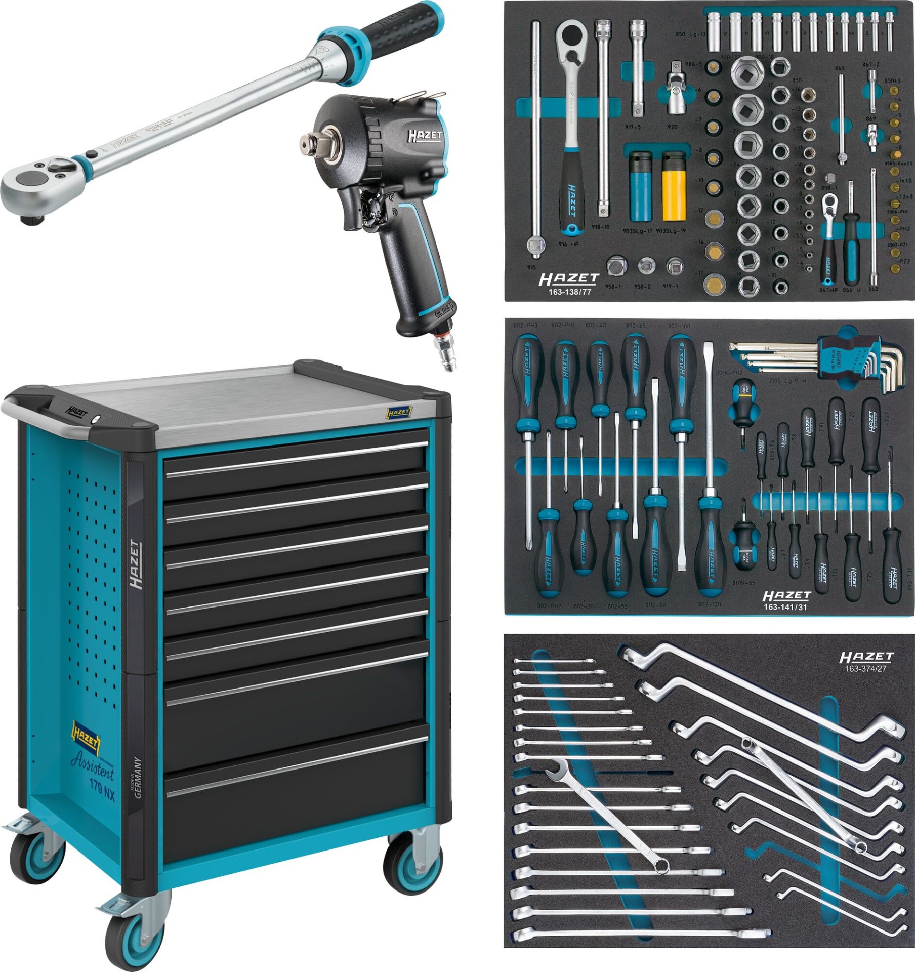 HAZET Werkstattwagen Assistent 179NXL mit Werkzeugsortiment | 265 | 179NXL-7/265HZ